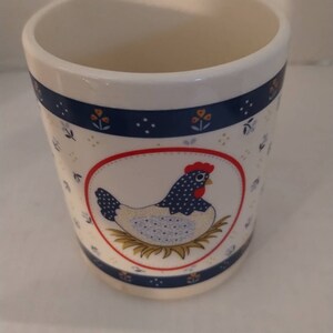 Blue Pattern Country Hens Kitchen Ceramic Canisters Rooster / Chicken 5 ...