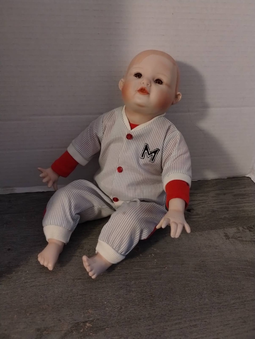 1990 Yolanda Bello Signed Michael Baseball Boy 11" Porcelain Baby Doll ...
