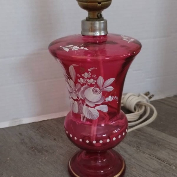 Cranberry Glass Lamp - Etsy