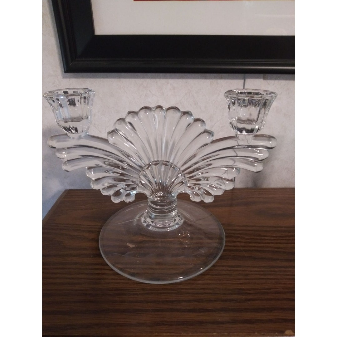 Antique Paden City Glass Crystal “maya” Double Socket Candle Holder ...