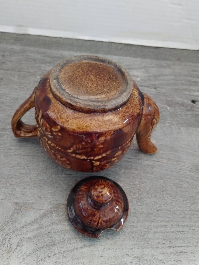 Blossoms Embossed Art Pottery Brown Tea Pot - Etsy