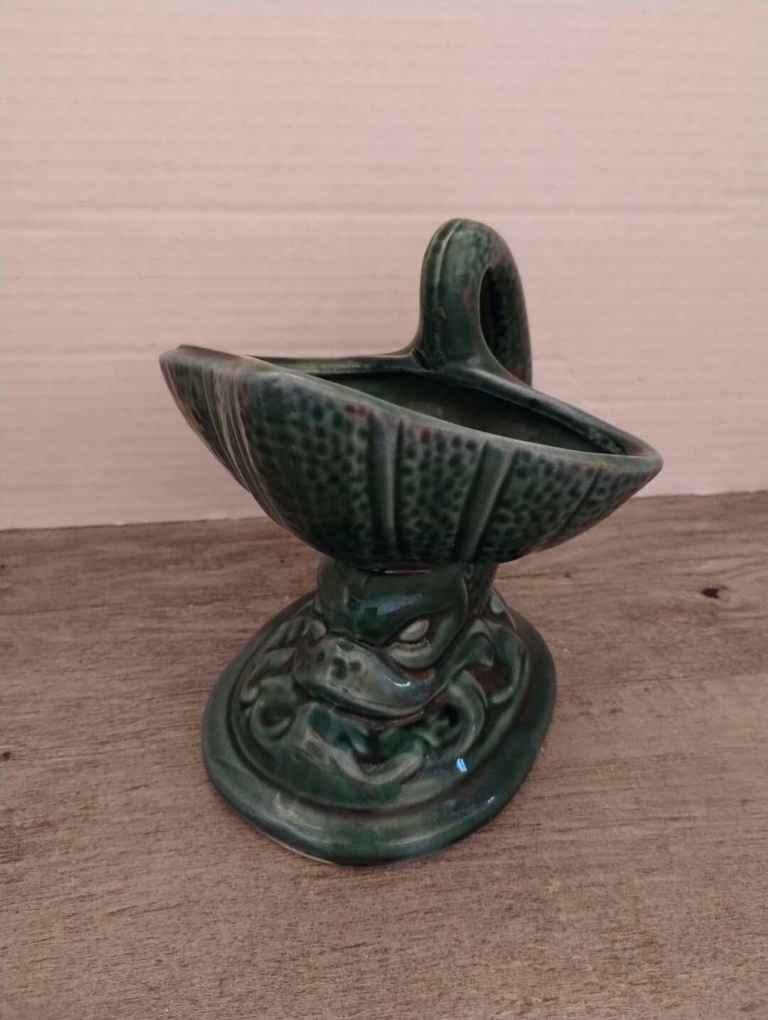 Vintage Hull Art Pottery Planter Bowl Fish & Seashell 810 USA Green - Etsy