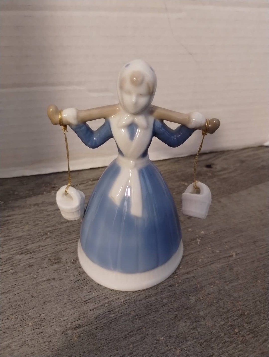 Lefton Blue and White Milk Maid Bell - Etsy