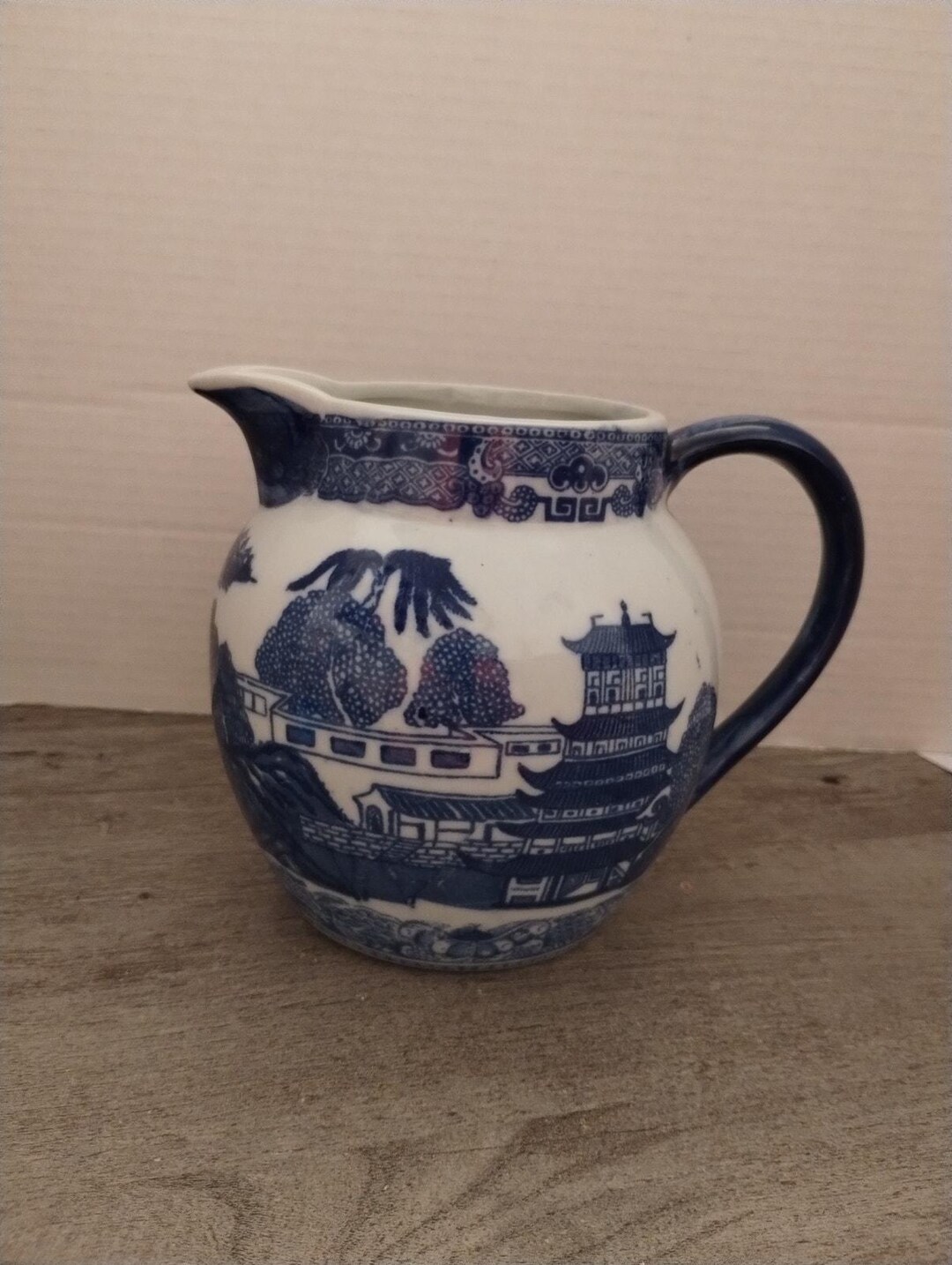 Antique Victoria Ware Pitcher Carafe Ironstone 6” Cobalt Blue Deco ...