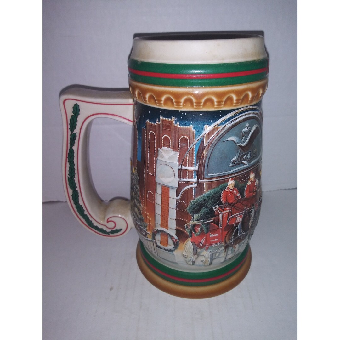 Vintage 1997 Budweiser Beer Stein Clydesdales Home for the Holidays ...