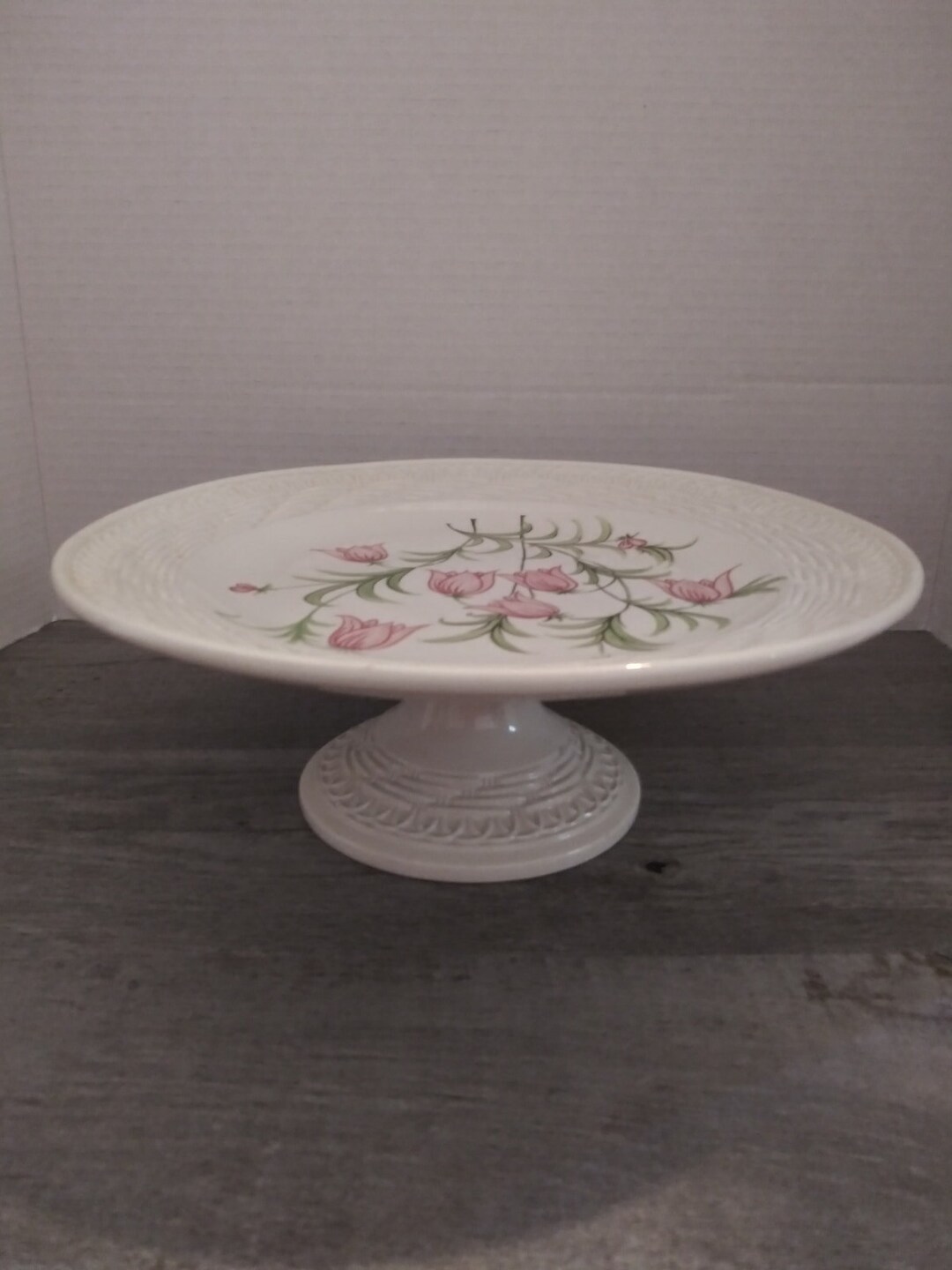 Basket Weave Pink Flower Cake Stand Made in Italy 11" - Etsy
