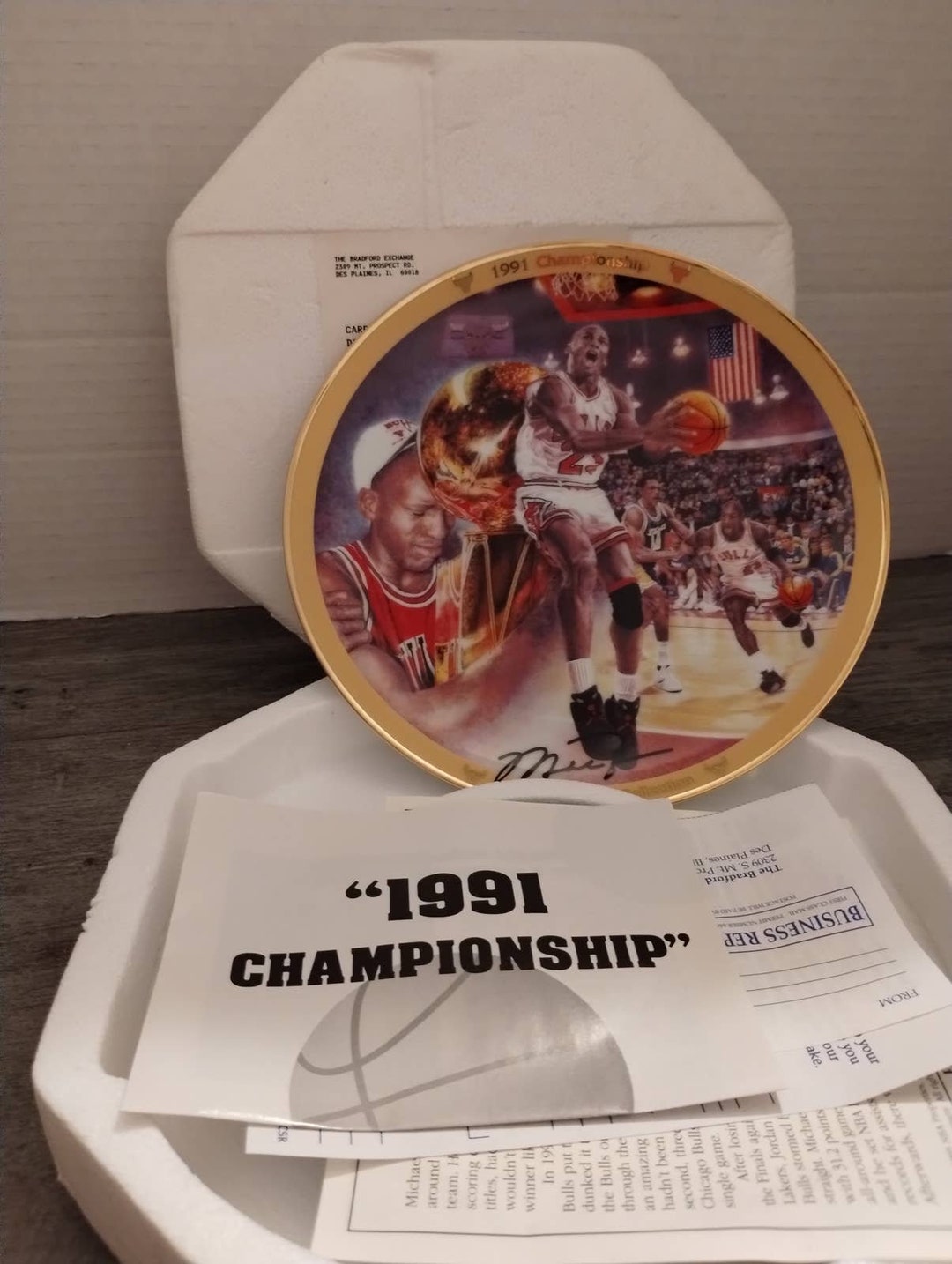Michael Jordan 1991 Championship Commemorative Plate Chicago Bulls ...