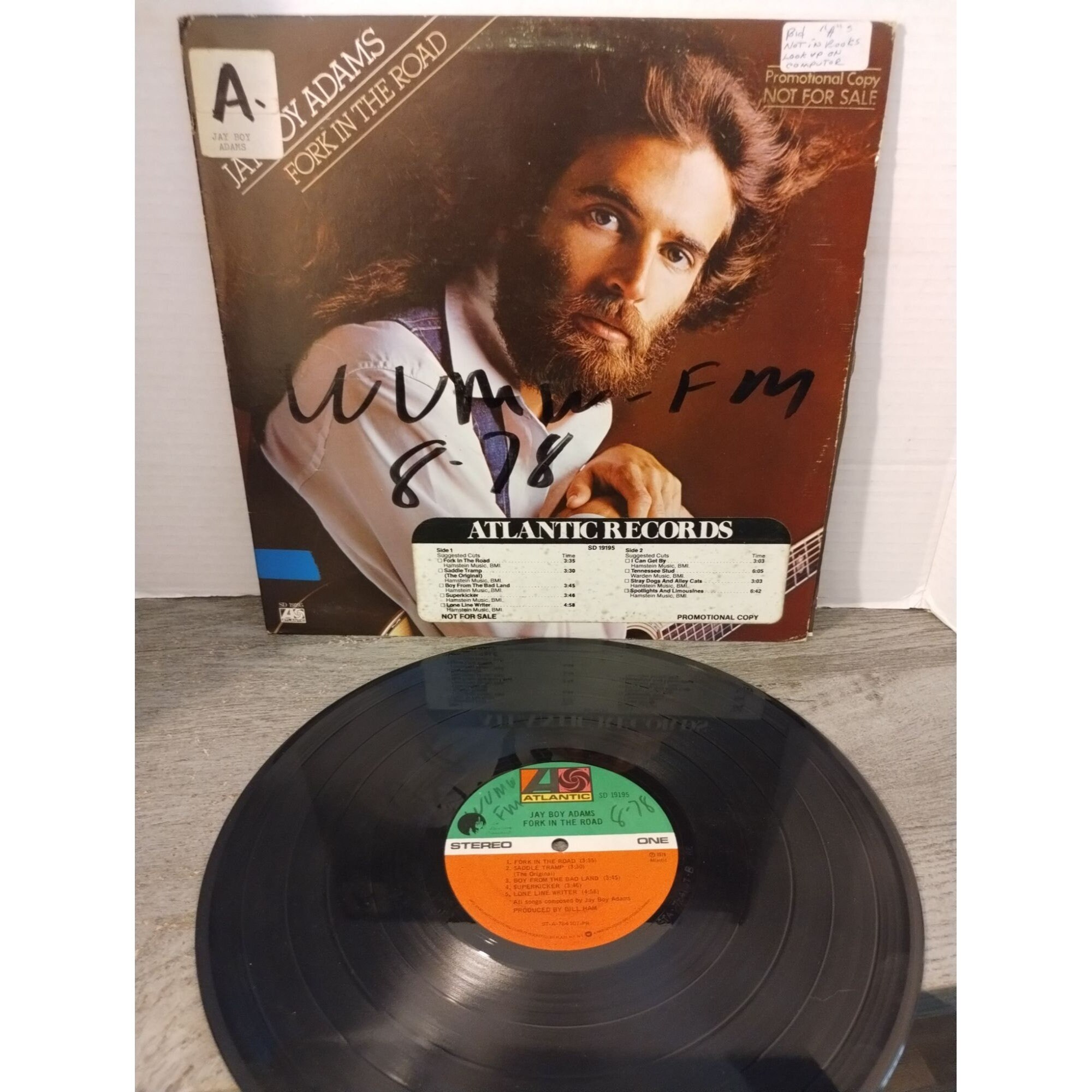 Jay Boy Adams LP 1978 Fork in the Road Promotional Atlantic SD 19195 - Etsy