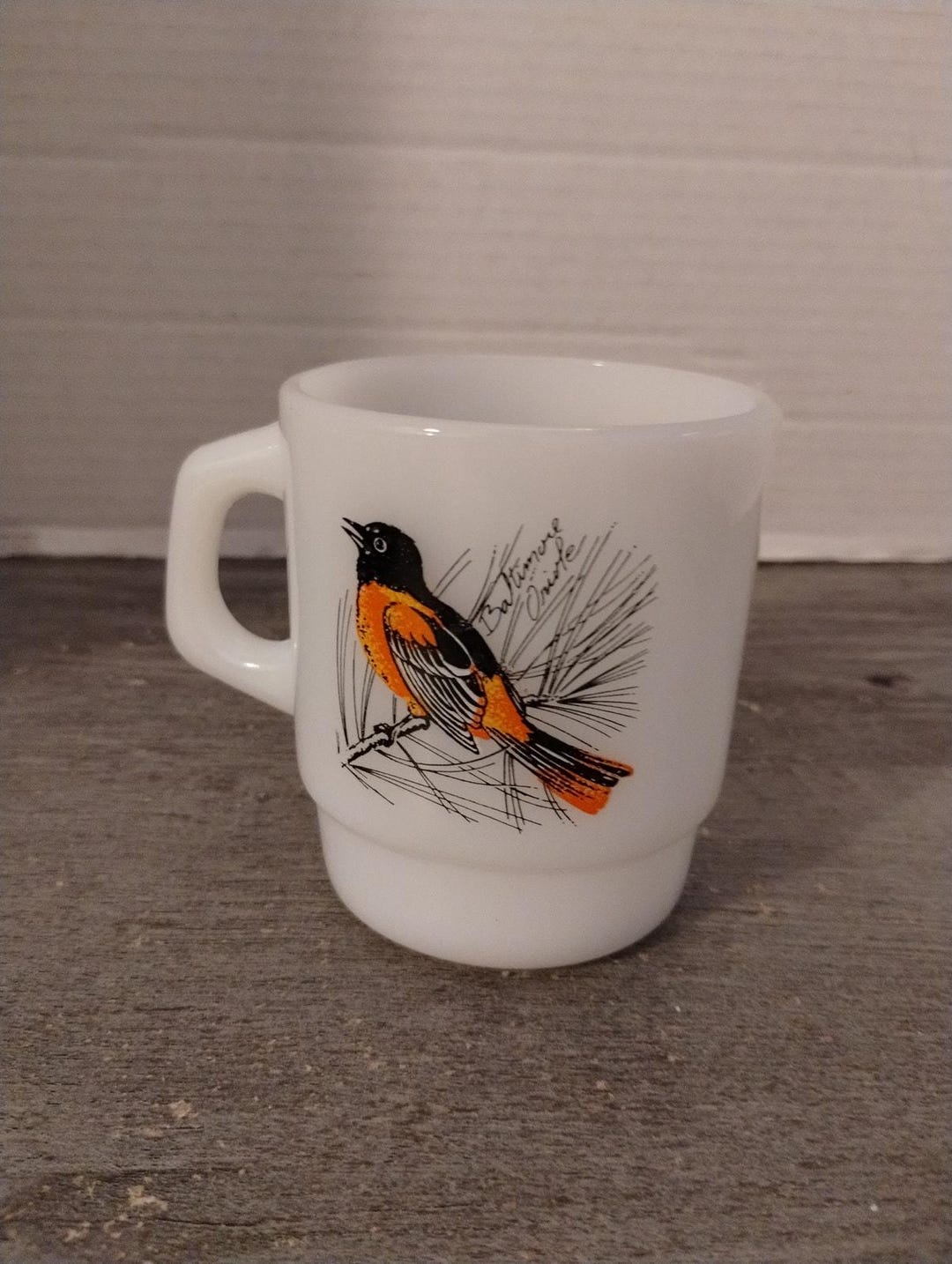 Baltimore Oriole and Blue Jay Bird Anchor Hocking Fire King Stackable ...