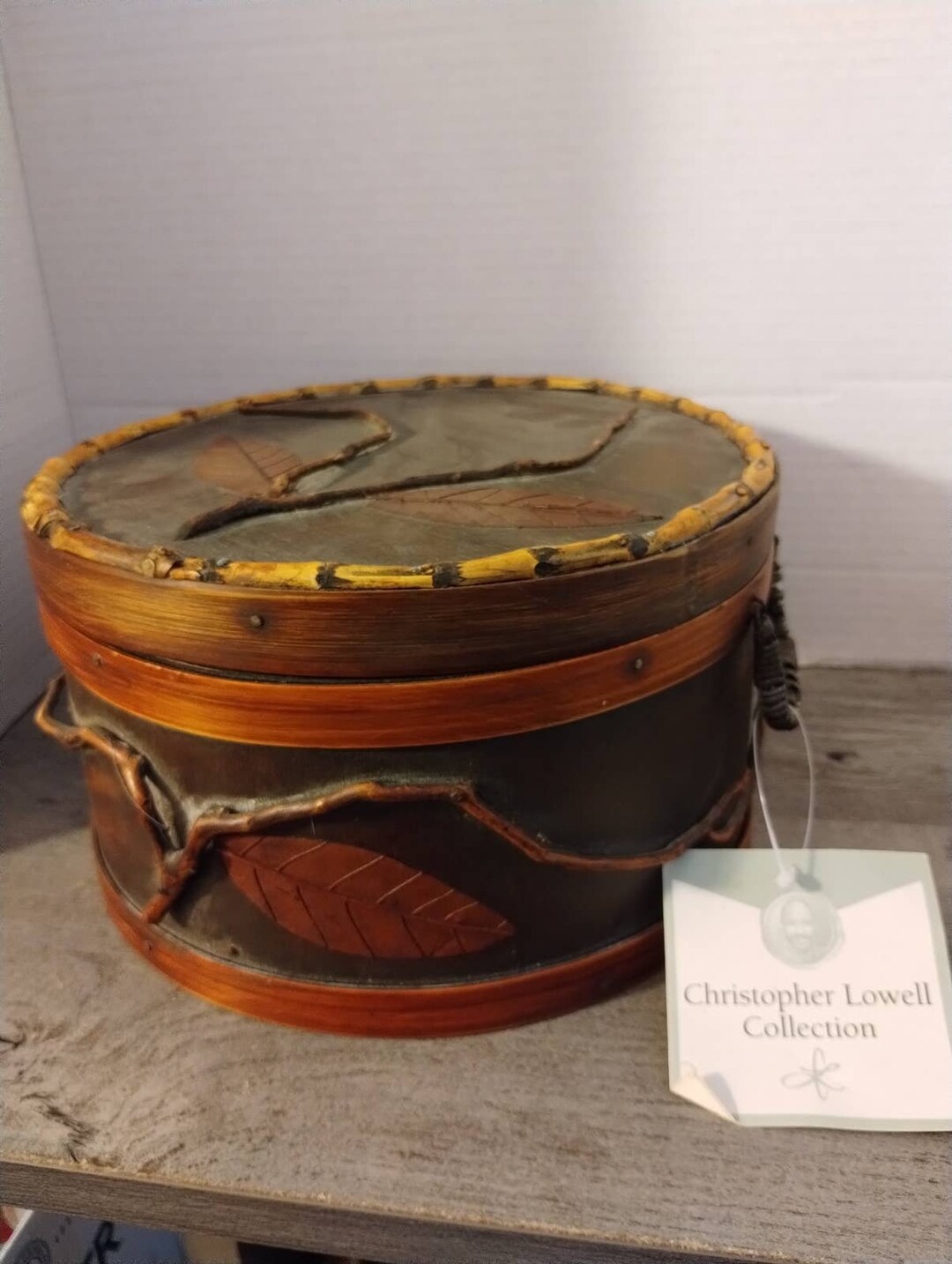 9 1/2" Bent Wood Lidded Folk Art Round Box the Christopher Lowell ...