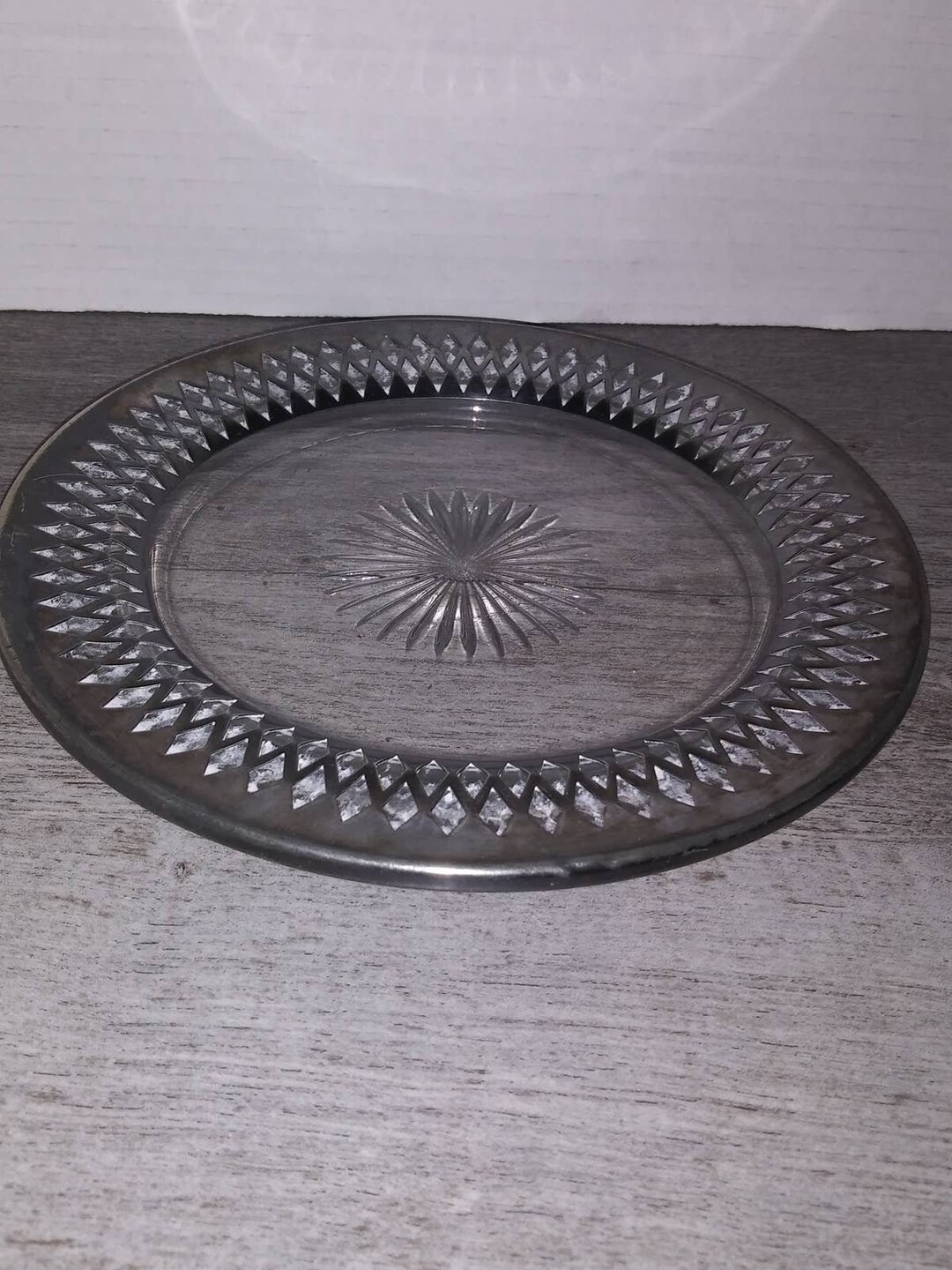 7 3/4" Diamond Pattern Silver on Glass Plate - Etsy