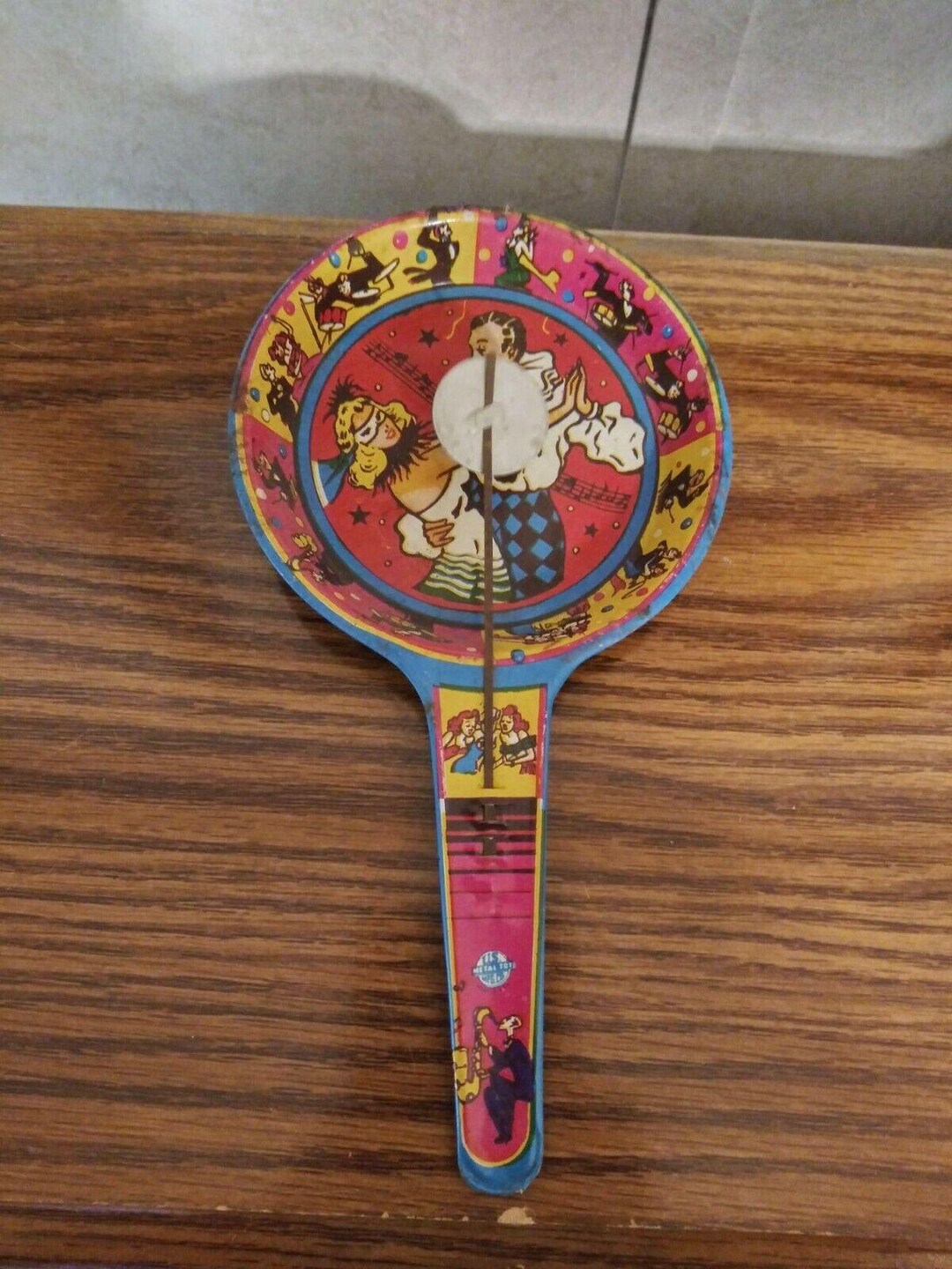 Vintage Metal Litho Noisemaker Harlequin Party Favor Art Deco US Metal ...