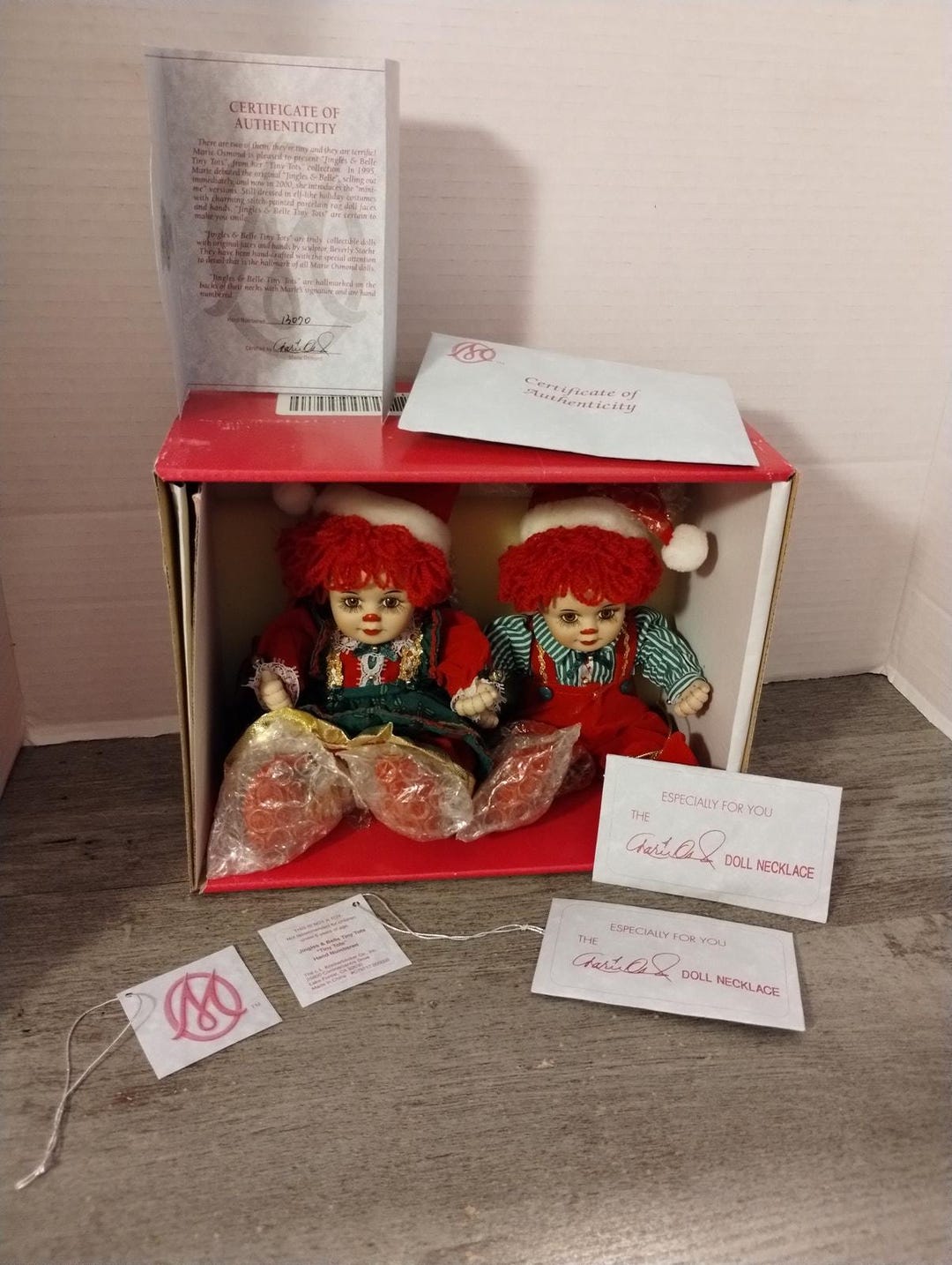 Marie Osmond Jingles & Belle Tiny Tots Christmas Porcelain Dolls ...