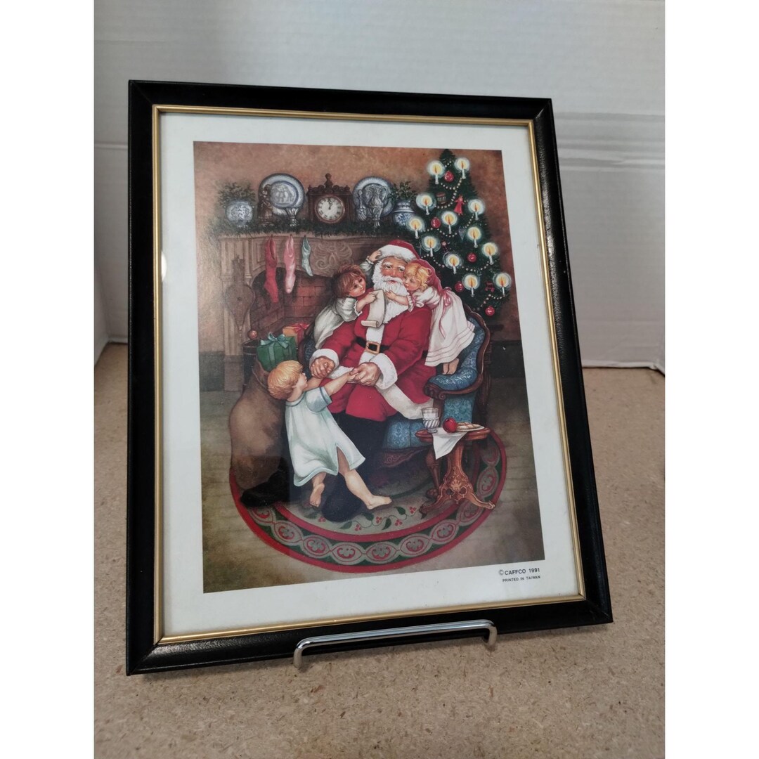 Caffco 1991 Framed Santa & Children Christmas Print 8x10 Inches - Etsy