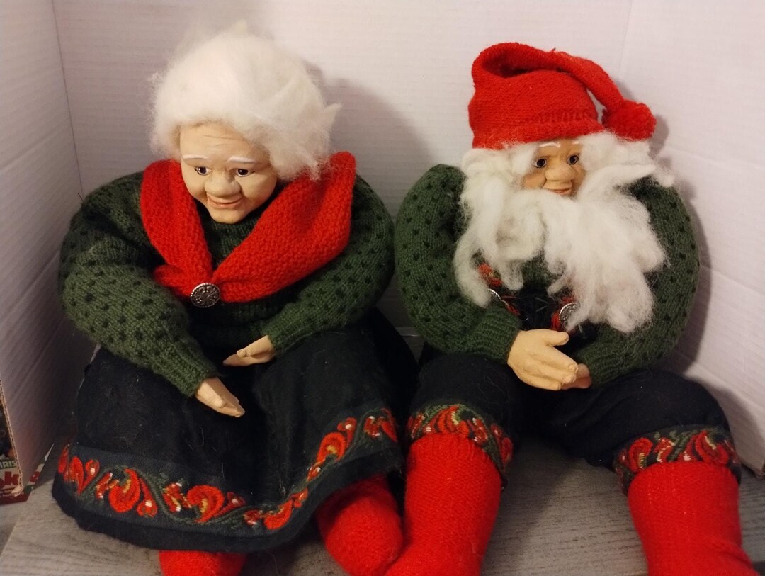 Clay Face Santa and Mrs. Claus Dolls - Etsy