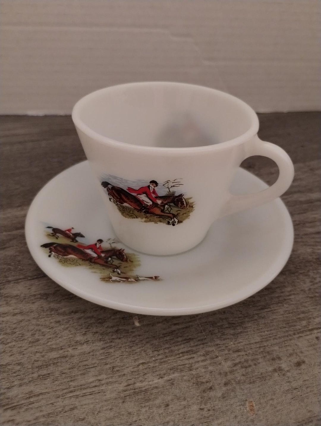 JAJ Tea Cup and Saucer Tally Ho Hunting Scene Rural Scene 1961 Made in ...