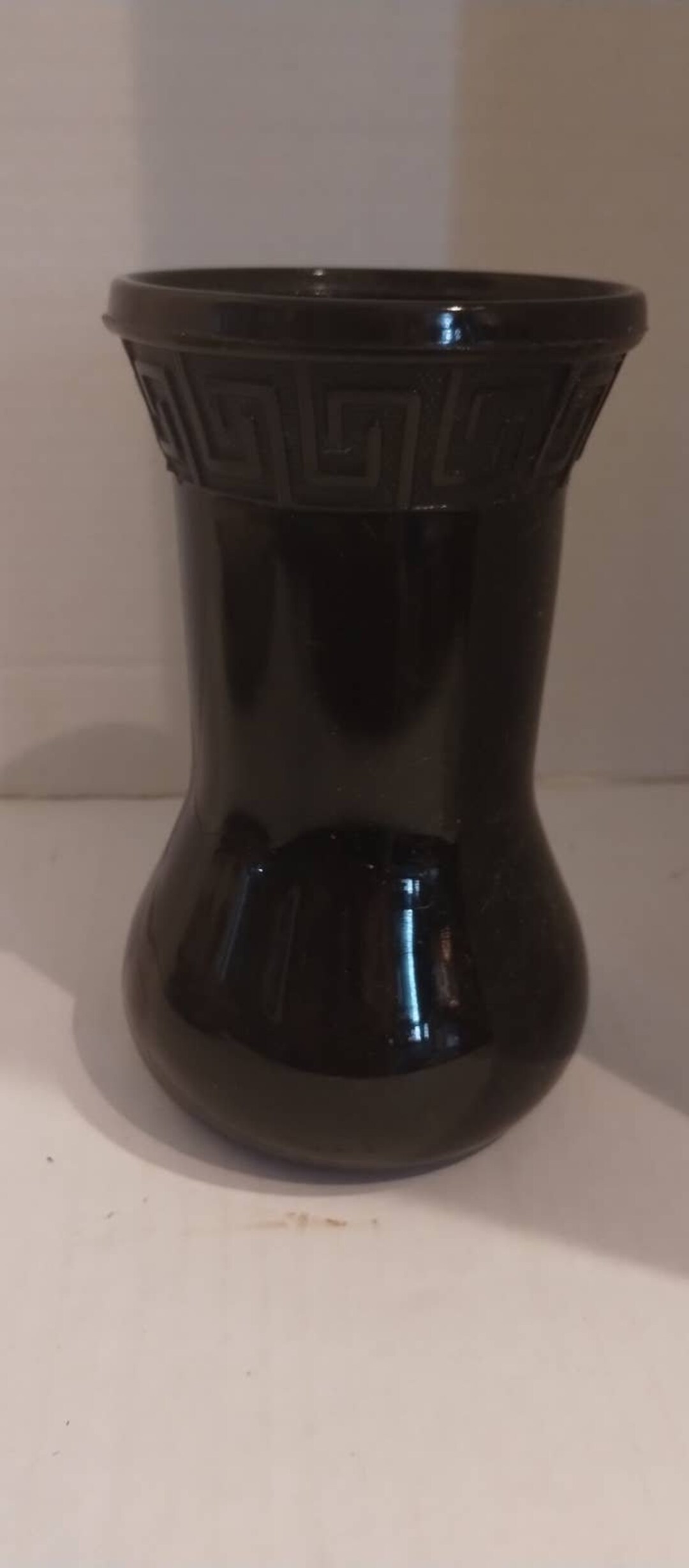 Depression Era LE Smith Glass Amethyst Ebony Greek Key Vase 6 - Etsy