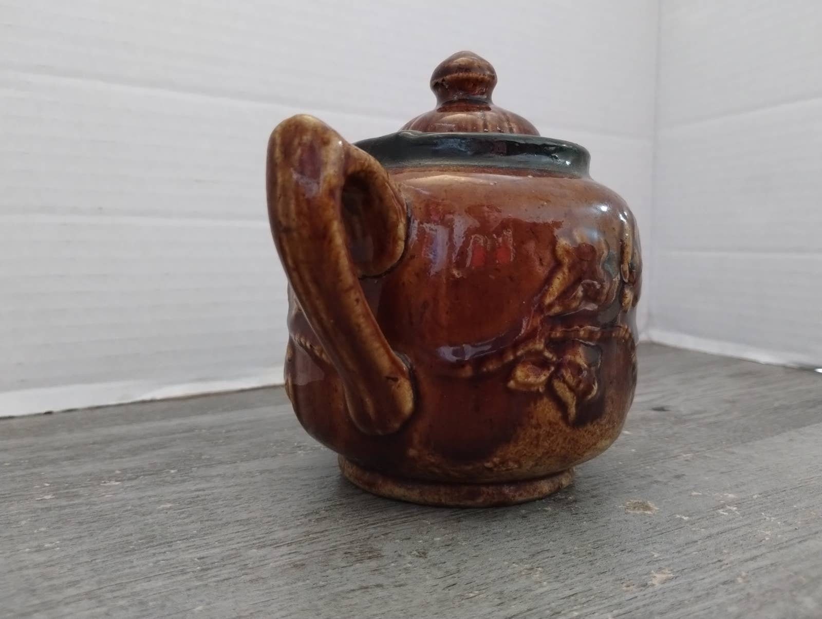 Blossoms Embossed Art Pottery Brown Tea Pot - Etsy