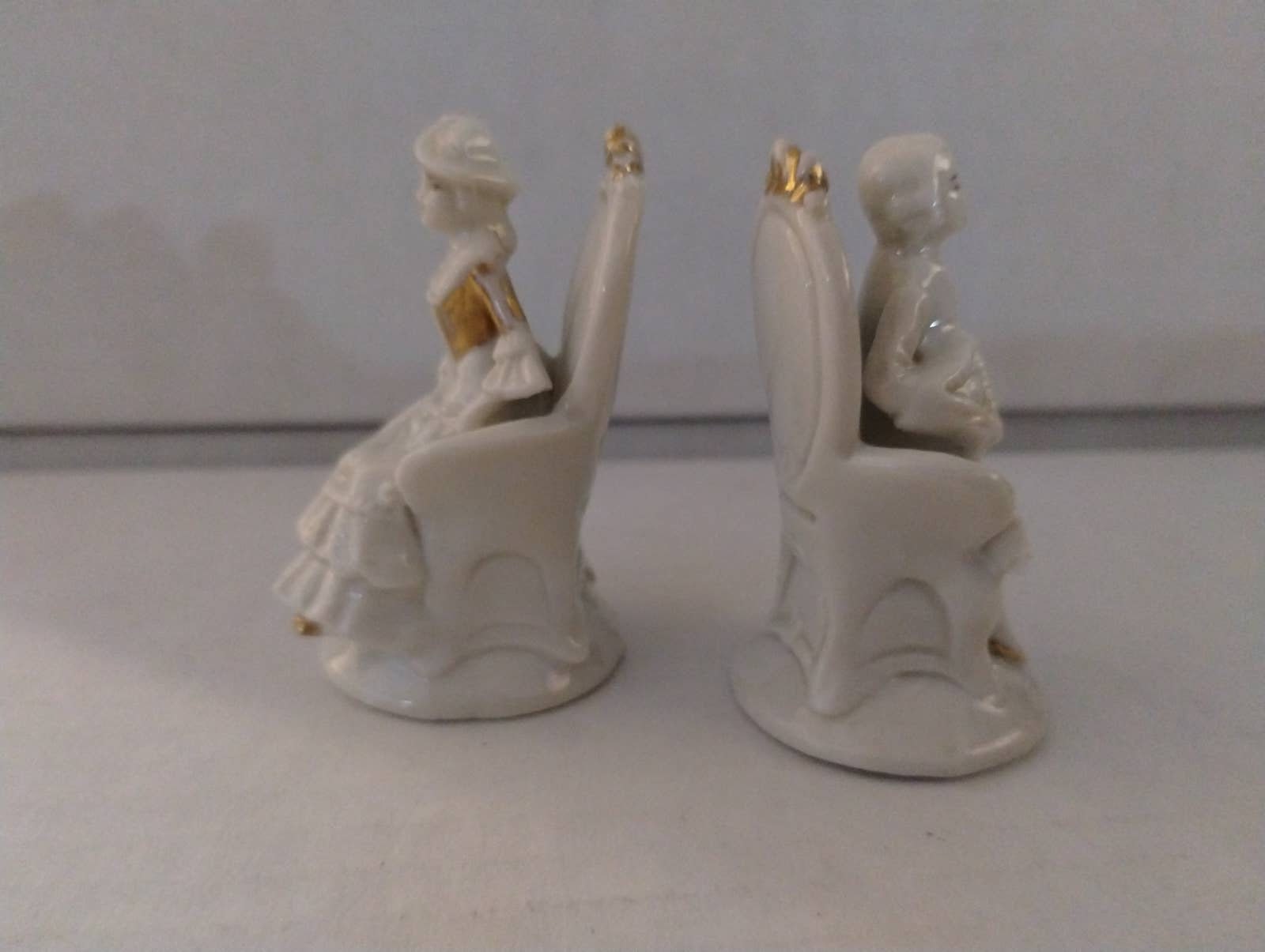 Seated Colonial Couple White and Gold Figurines Made in - Etsy