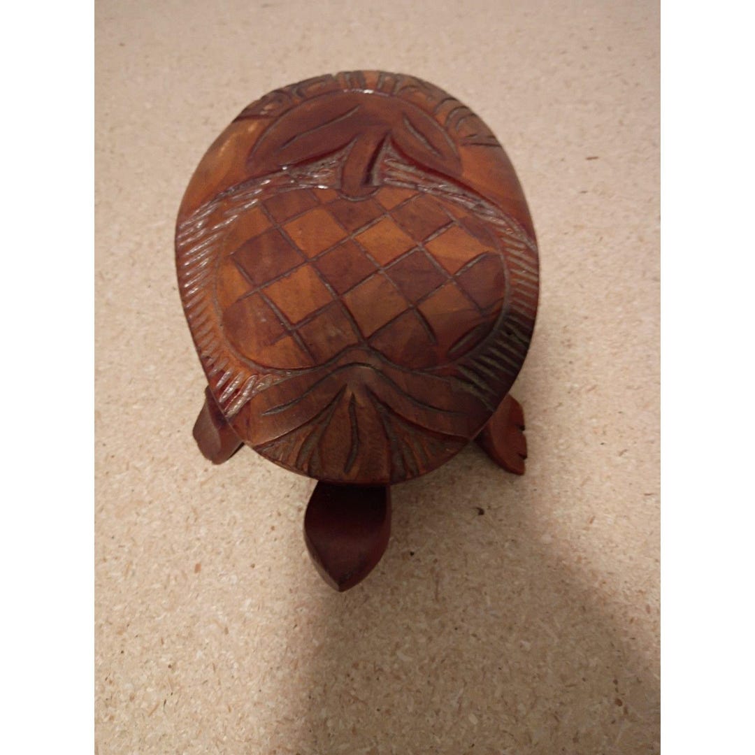 Wooden Carved Turtle Trinket Jewelry Box With Removable Lid Haitian - Etsy