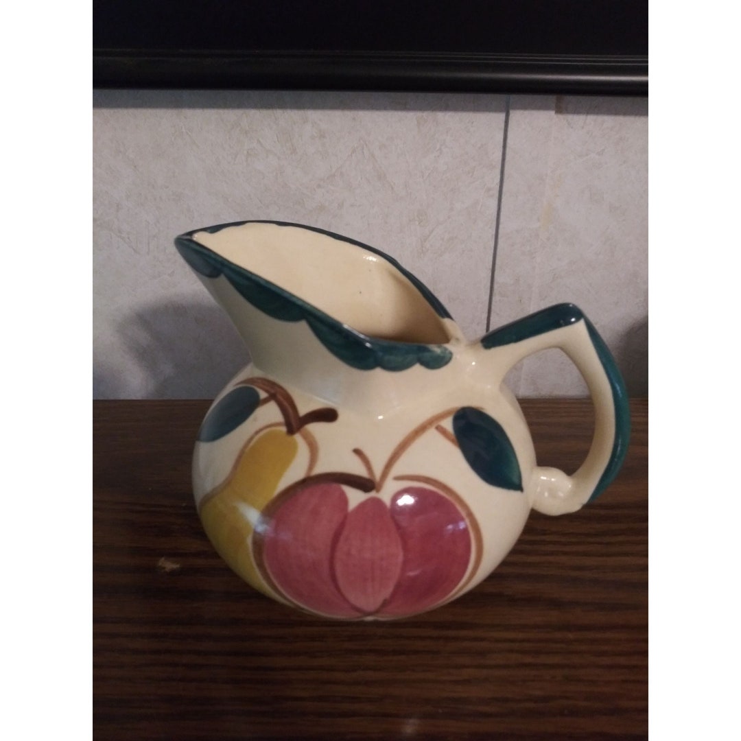 Puritan Slip Ware Pottery Apple & Pear Water Pitcher Vintage Mid ...