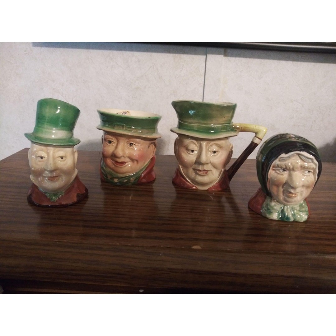 4 Pc Beswick England Characters; Salt & Pepper; Tony Weller; Micawber ...