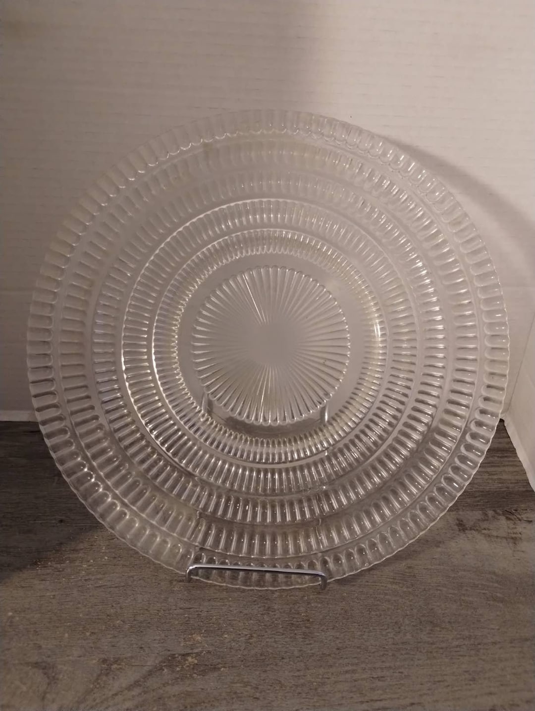12" Vintage Clear Glass Serving Platter - Etsy
