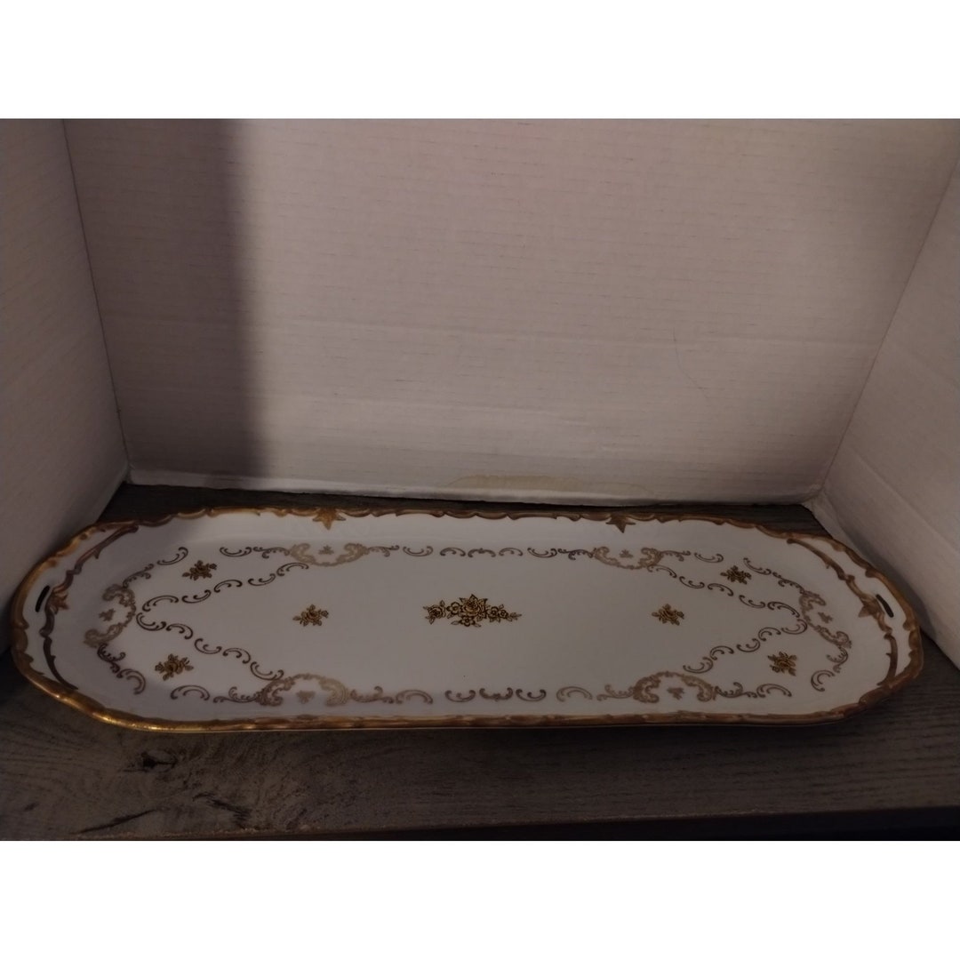 20" Reichenbach Antique Fine Bone China Tray/platter German Democratic ...