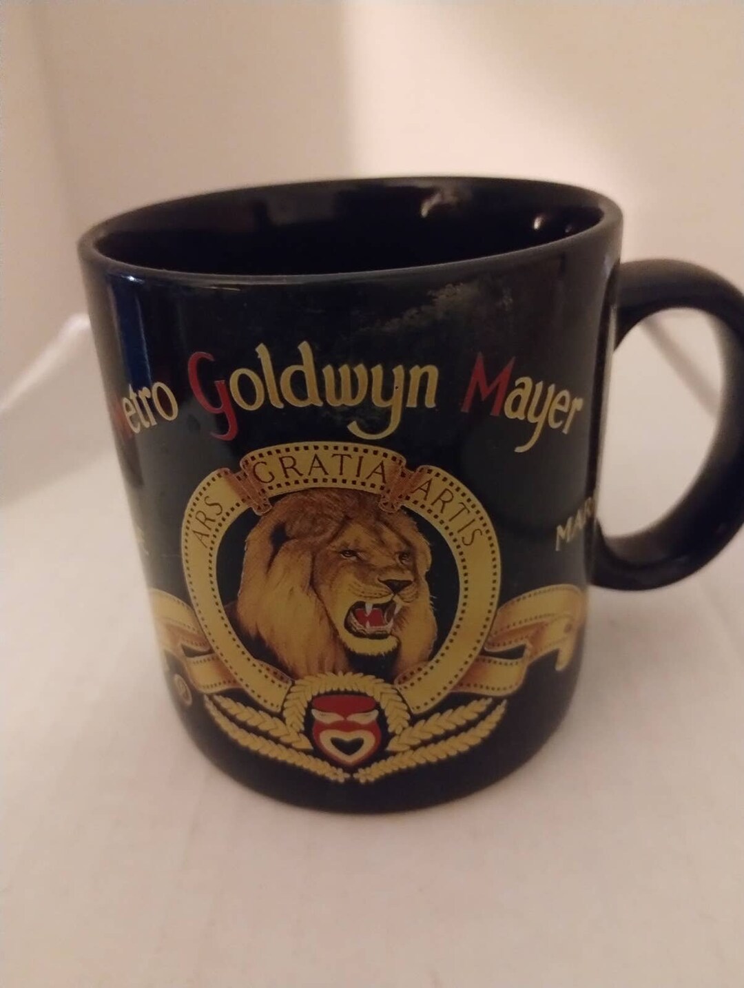 MGM Metro Goldwyn Mayer Black Coffee Mug Lion Logo Dakin VINTAGE 1989 ...