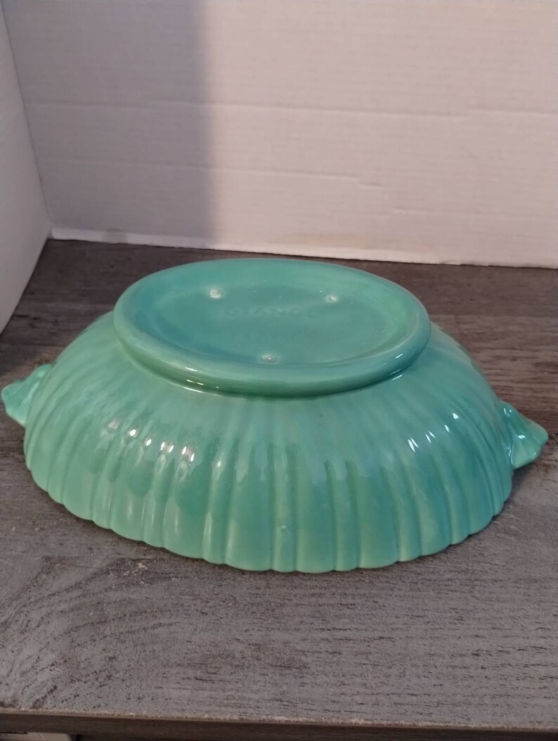 1930s Stangl Oval Turquoise Dish With Striped Ribbed Design - Etsy