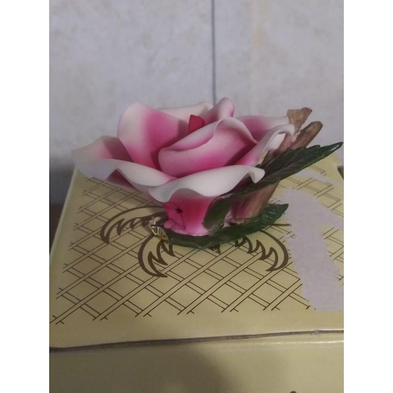 Vintage FABAR Capodimonte Porcelain red Rose Flower MIB - Etsy