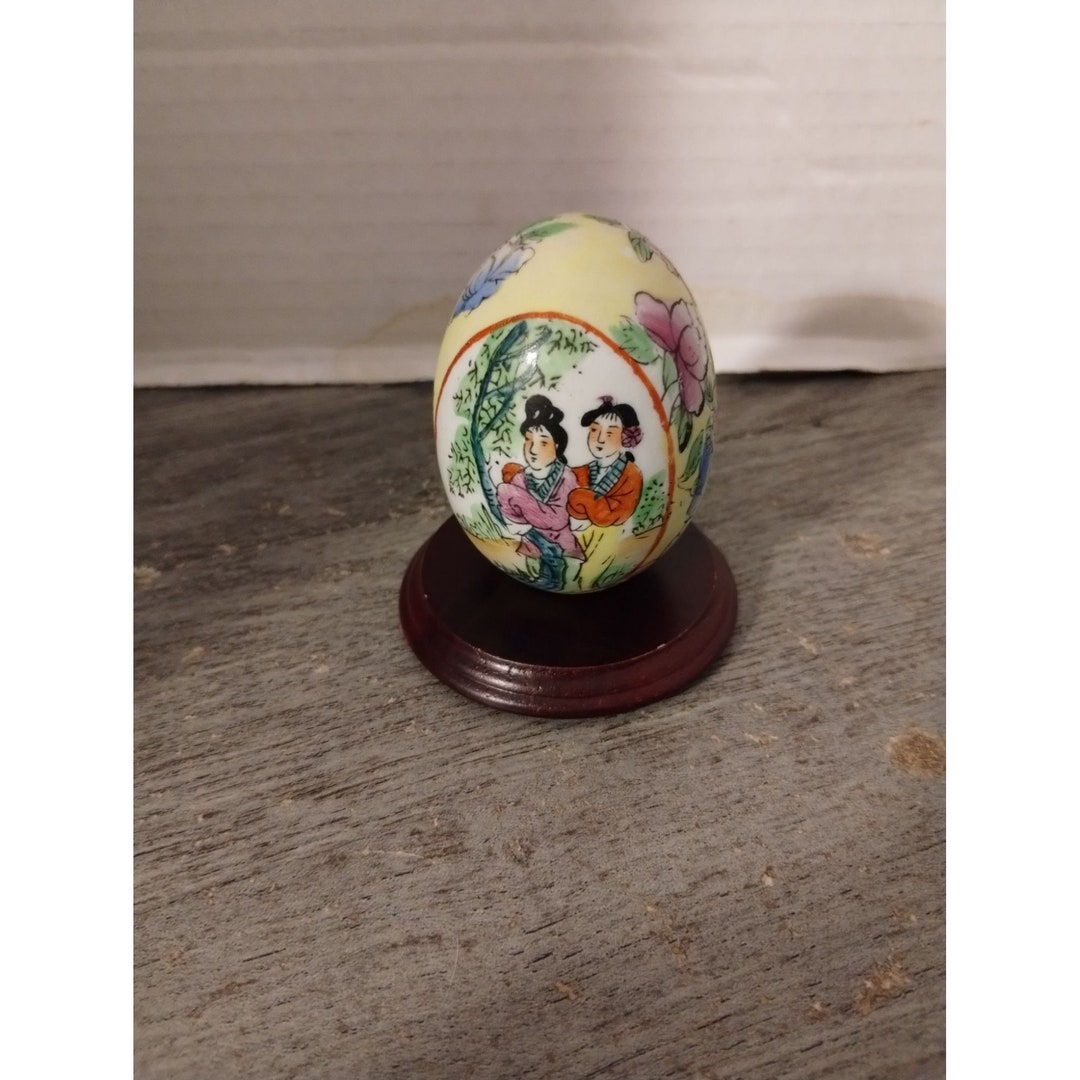 Hand Painted Chinese Egg With Base - Etsy