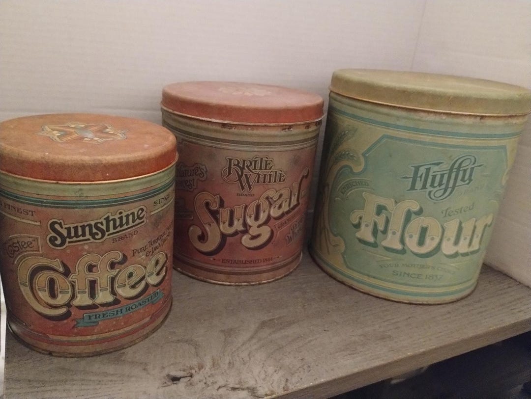 Vintage Fluffy Brand Ballonoff Canister Set Flour Sugar Coffee Nesting ...