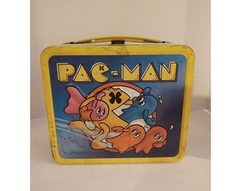 Pac-man Rare Metal Lunch Box With Thermos 1980s - Etsy