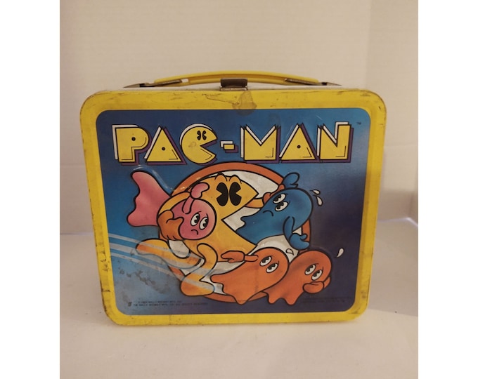 Pac-man Rare Metal Lunch Box With Thermos 1980s - Etsy