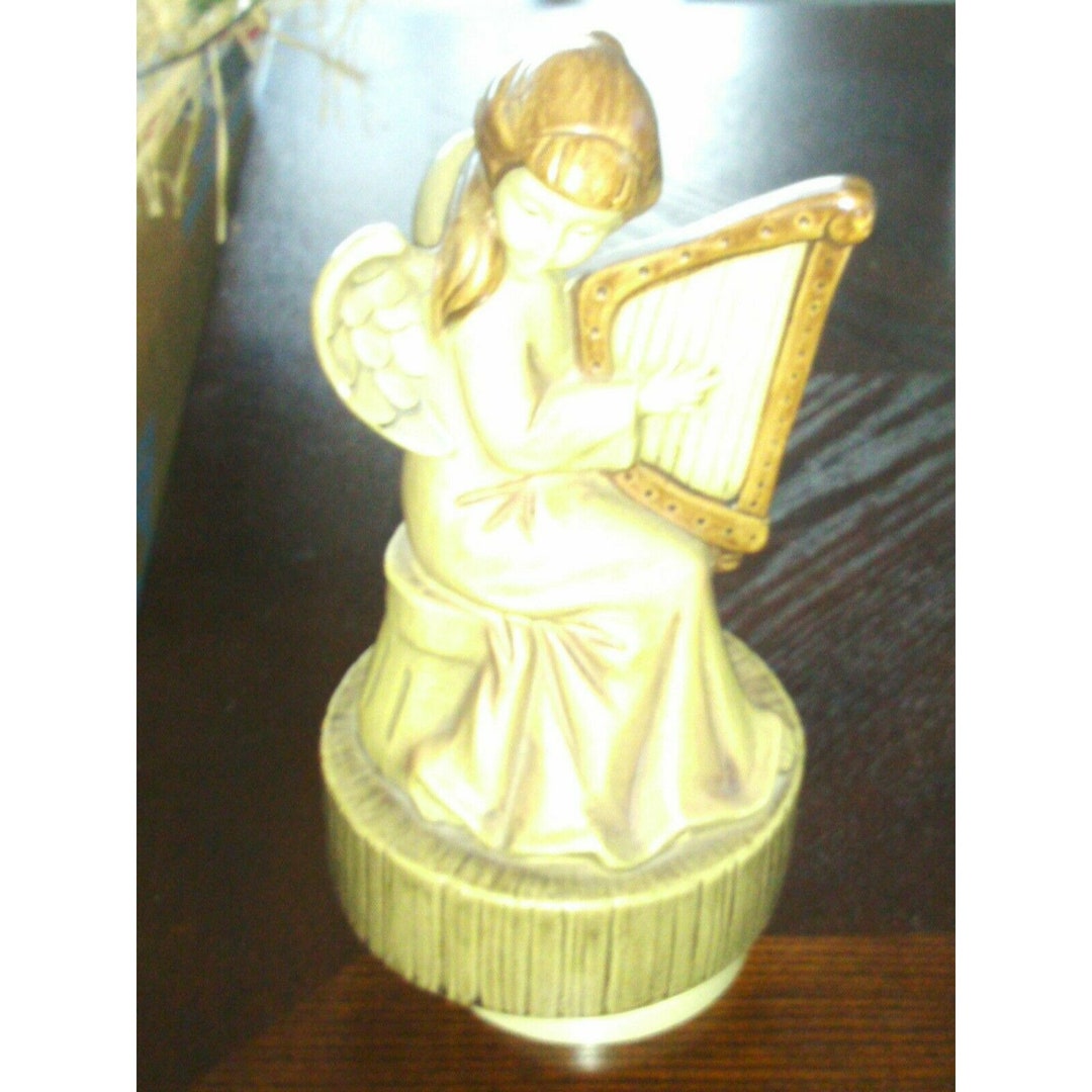 SANKYO MUSIC BOX Angel With Lyre Plays "silent Night" - Etsy