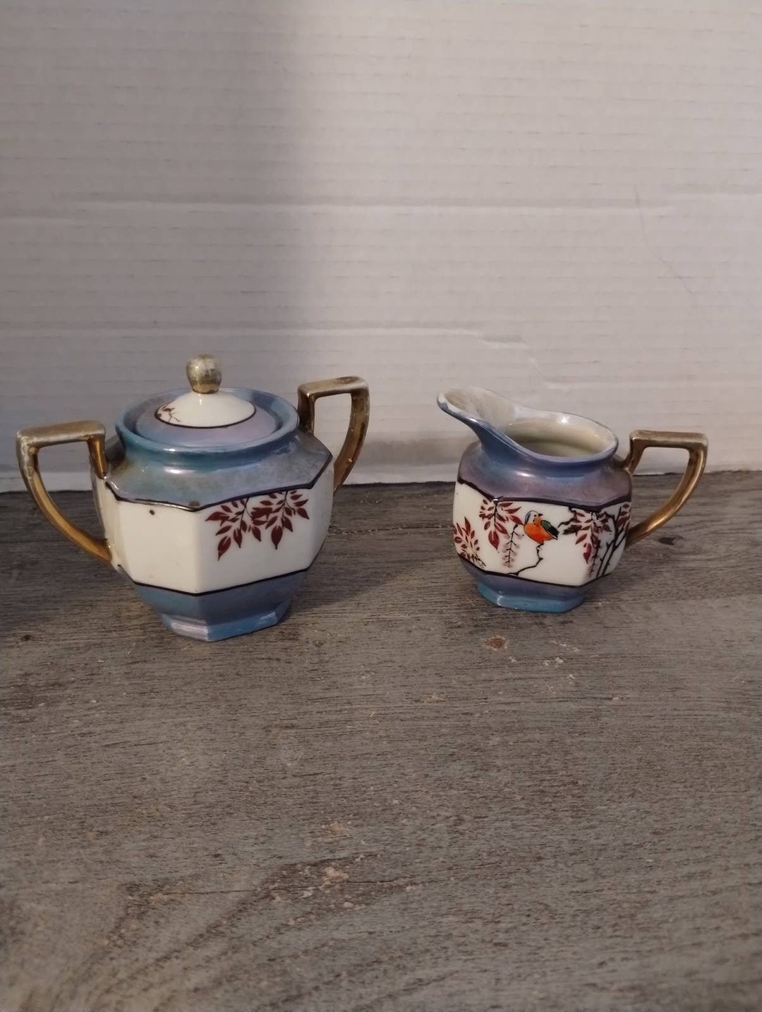 Made in Japan Lusterware Creamer & Sugar Bowl Set Handpainted - Etsy