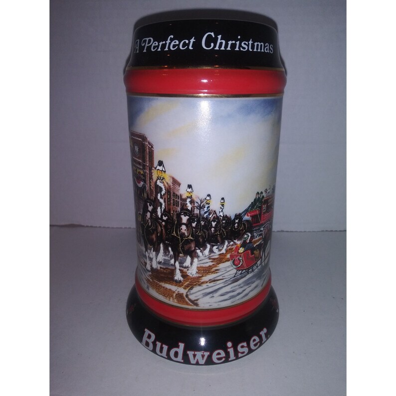 1992 Ceramarte Budweiser A Perfect Christmas Beer Stein - Etsy