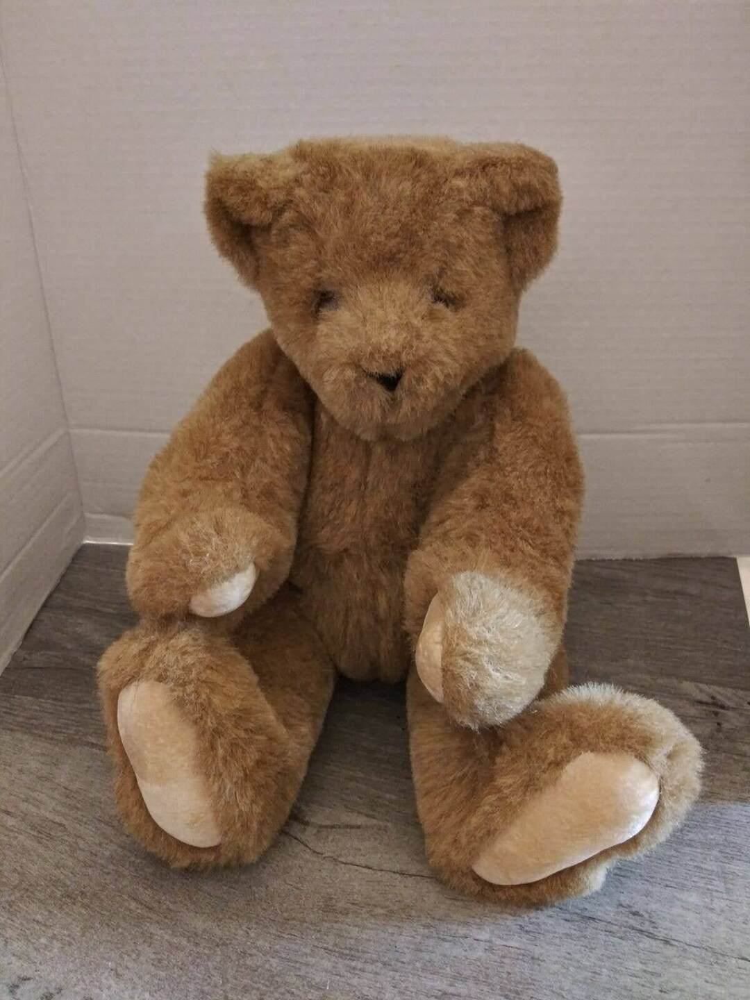 Vintage VERMONT TEDDY BEAR Issue Date 1992 15” Plush Jointed Posable ...