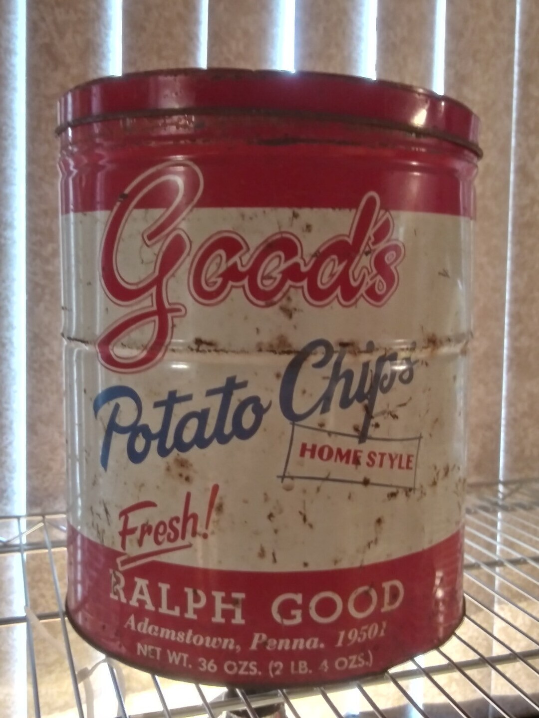 Vintage RALPH GOOD’S Potato Chips Large 36 Oz Potato Chip Tin Can ...