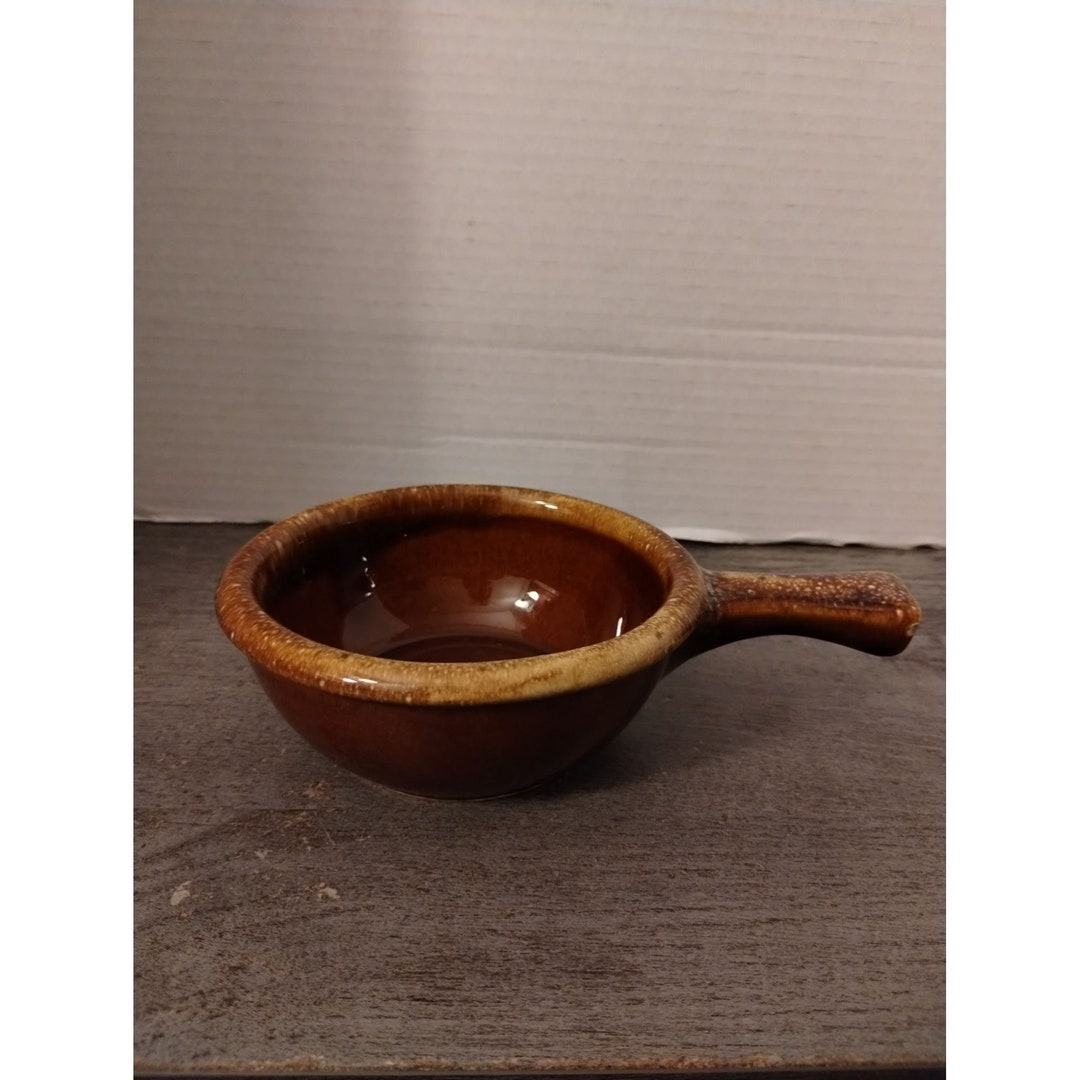 Hull USA Brown Drip Pottery Oven-proof Bowl With Handle - Etsy