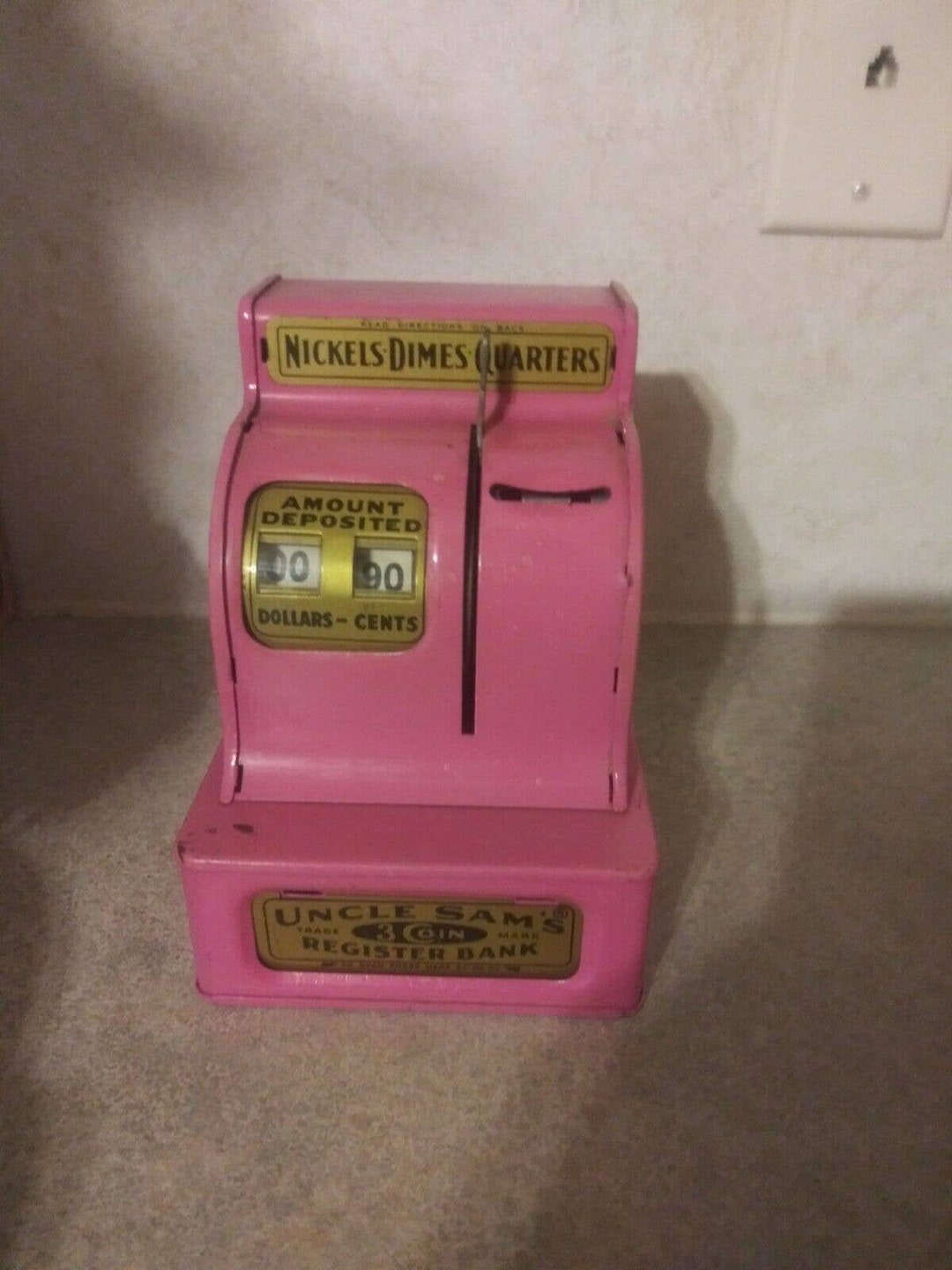 Vintage 1950’s Pink Uncle Sam's 3 Coin Register Bank - Etsy