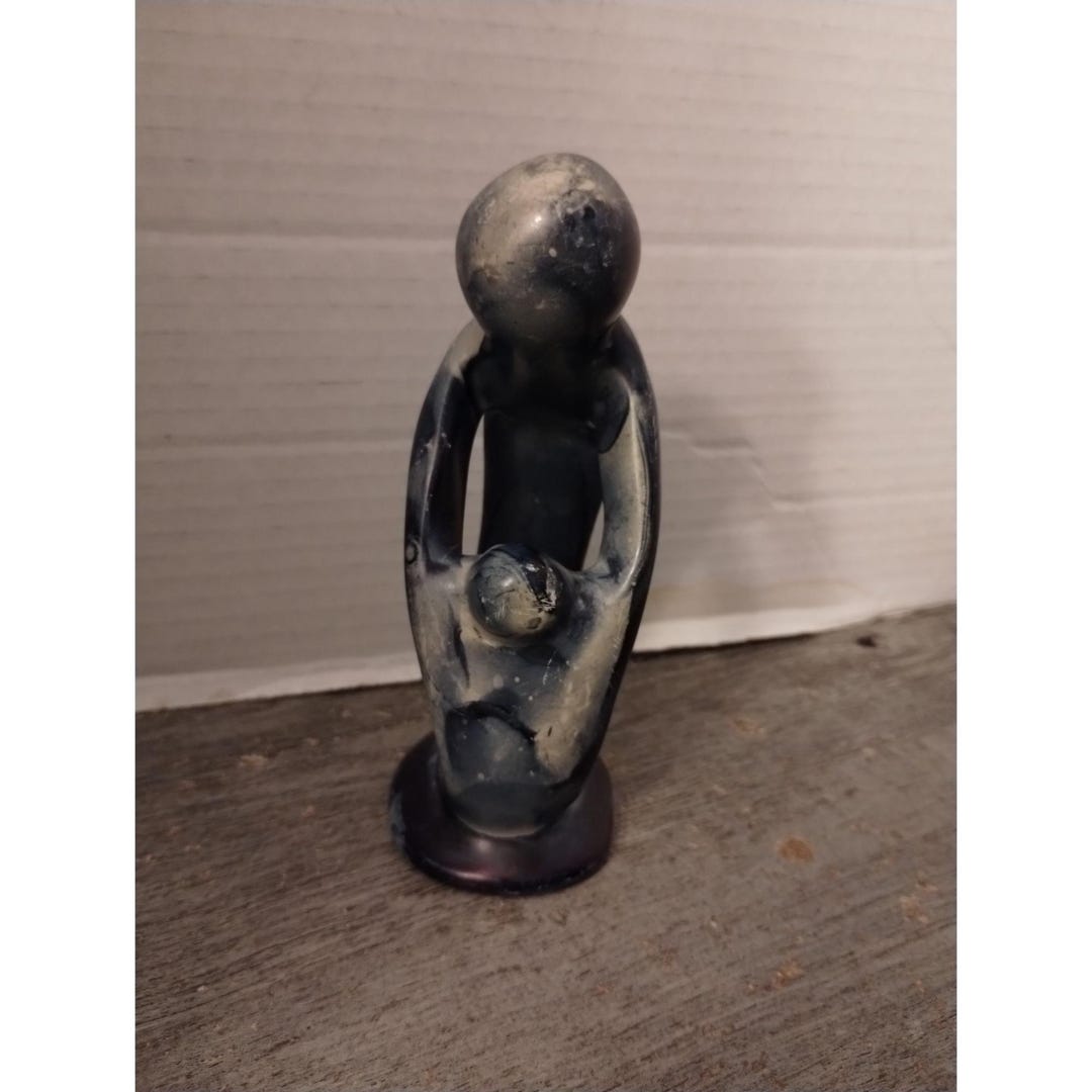 5 3/4" Mother & Baby Hand Carved Blue Stone Sculpture - Etsy