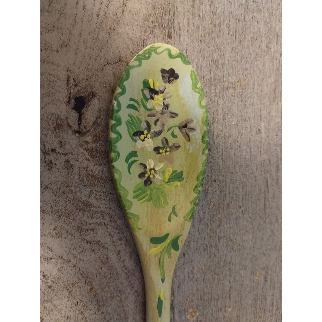 10" Signed Hand Painted Wooden Spoon - Etsy