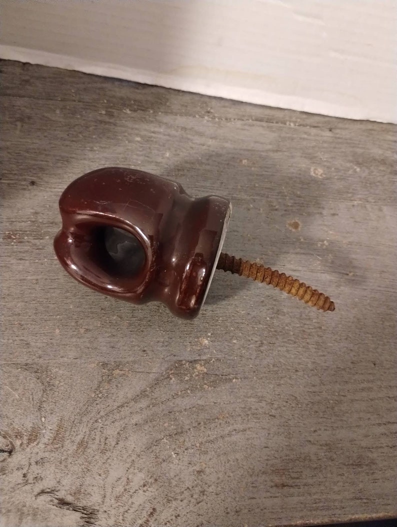 Vintage Brown Glazed Porcelain Ceramic Pole Insulator With Screw - Etsy