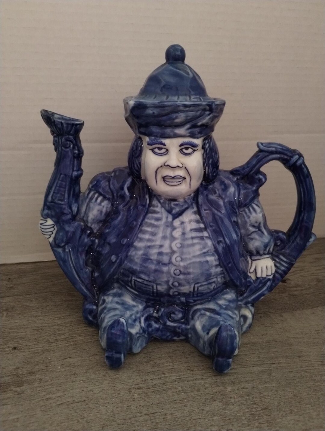 Victoria Ironstone Figural Sitting Man Teapot Blue & White - Etsy