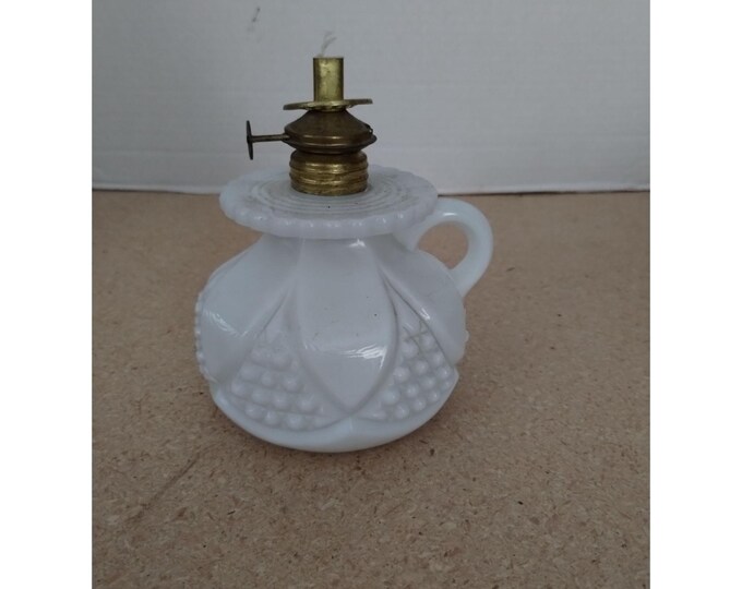 Antique White Milk Glass Mini Oil Lamp With Brass Burner - Etsy