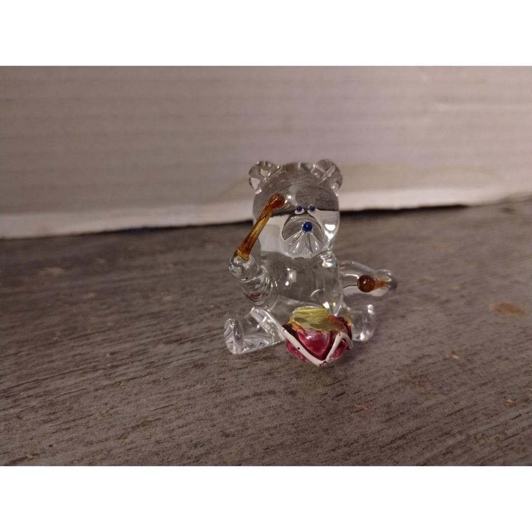 Drummer Teddy Bear Clear Glass 1 1/2" Art Glass Figurine - Etsy