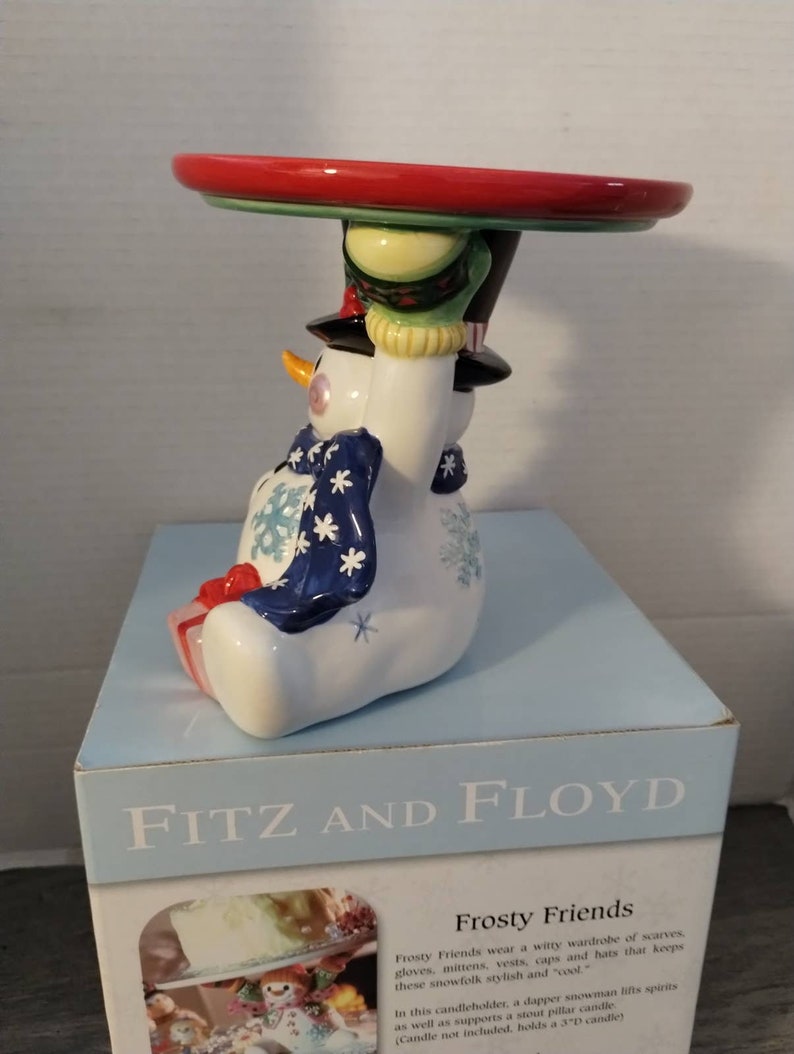 Fitz and Floyd Frosty Friends Pedestal Candle Holder Server Centerpiece ...