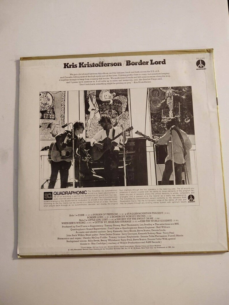 COUNTRY Kris Kristofferson Border Lord LP 1972 Monument KZ 31302 - Etsy